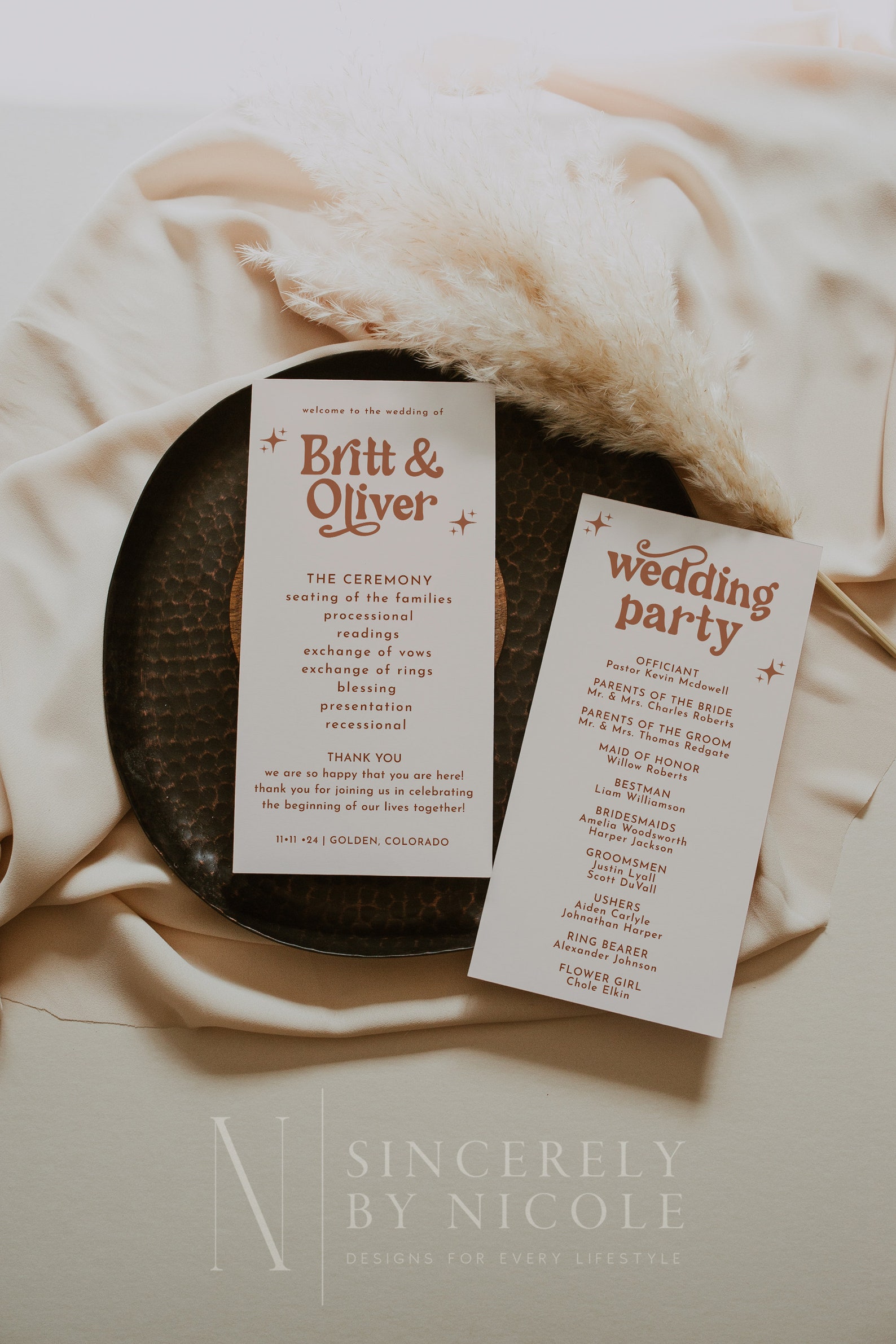 Retro Wedding Program Template, Wedding Program Retro, Wedding Program ...