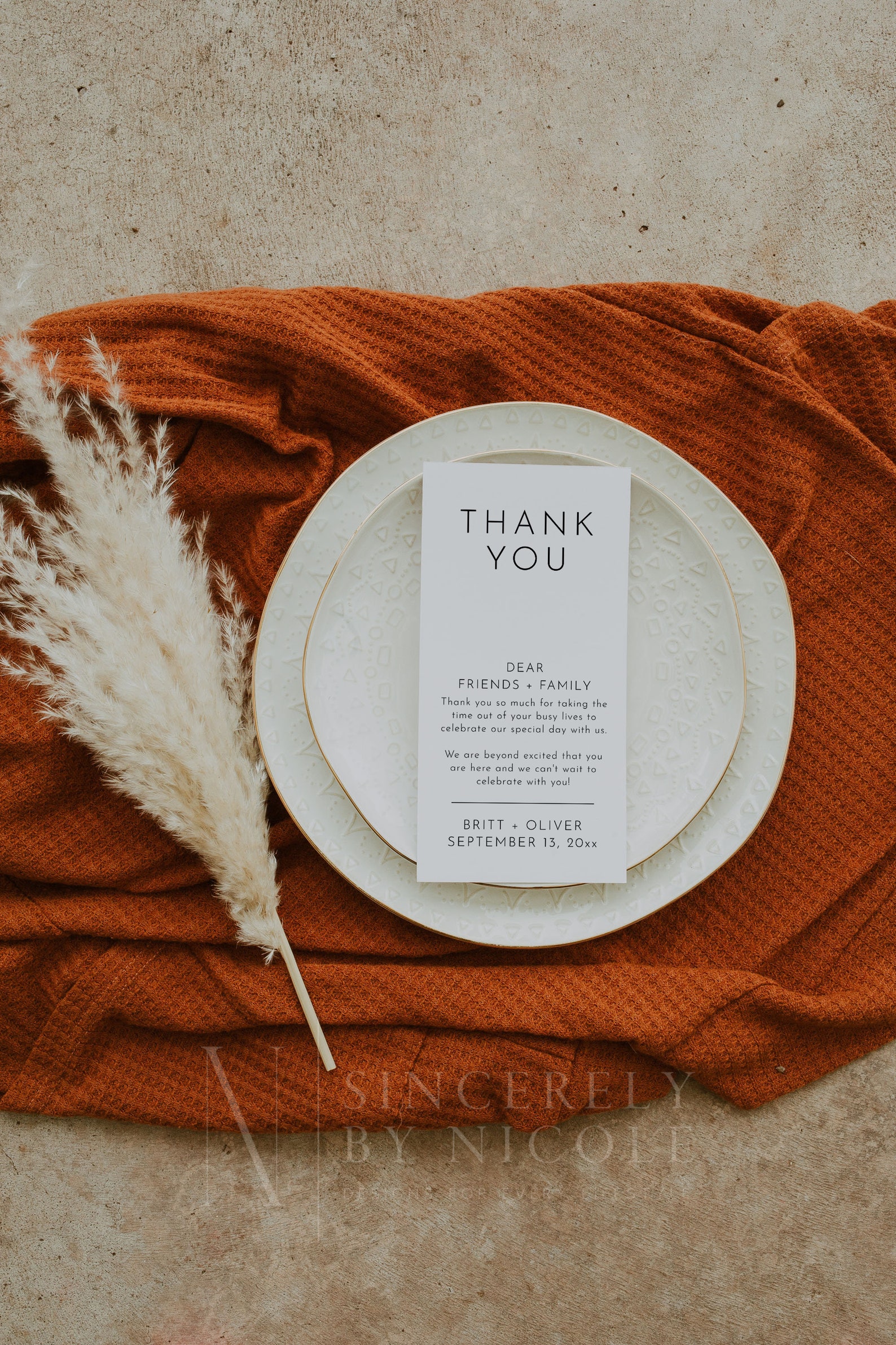 Thank You Napkin Note Modern Thank You Letter Wedding Napkin - Etsy