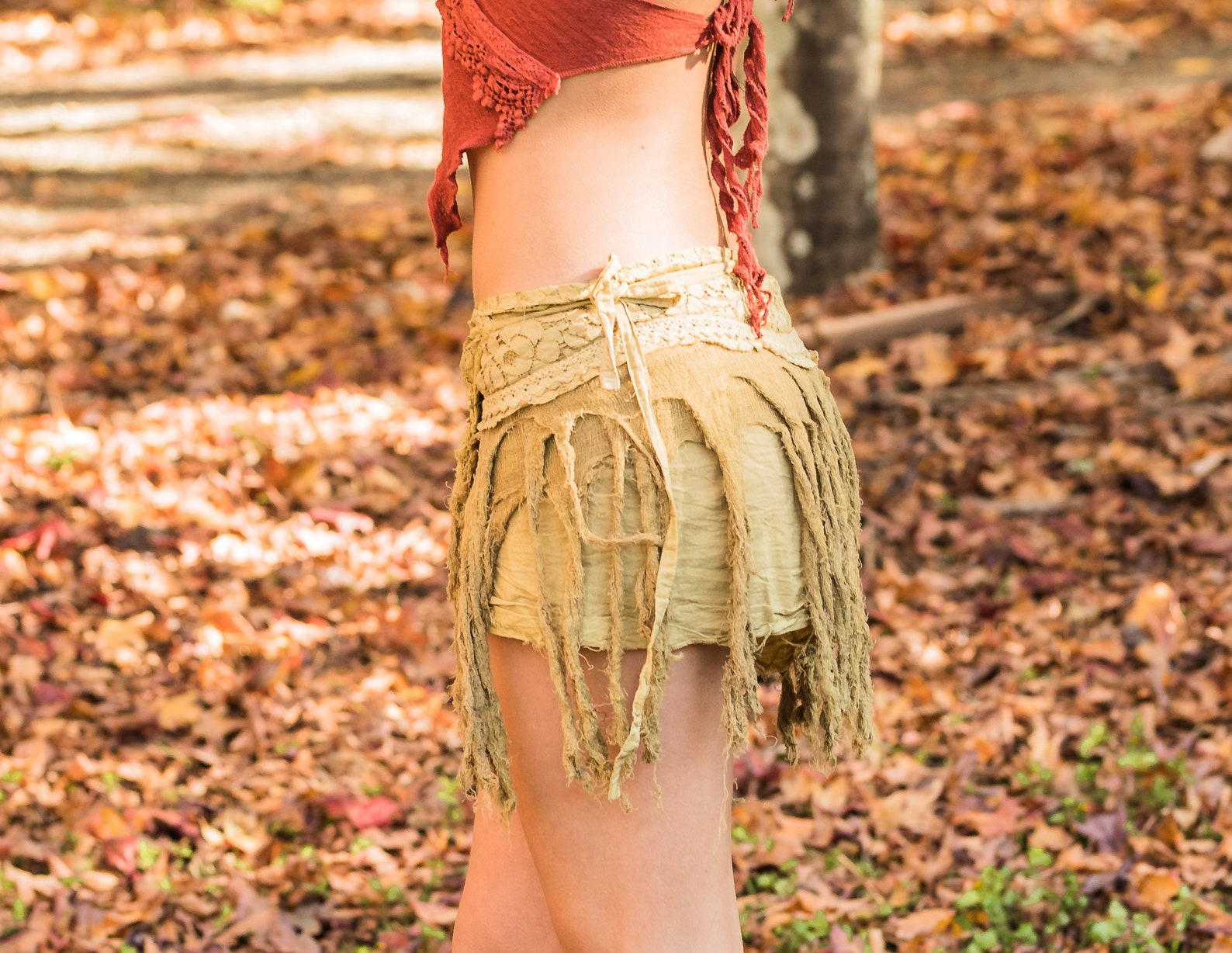 Mini Wrap Skirt, Gypsy Rag Skirt, Pixie Clothing, Elven Skirt, Forest ...