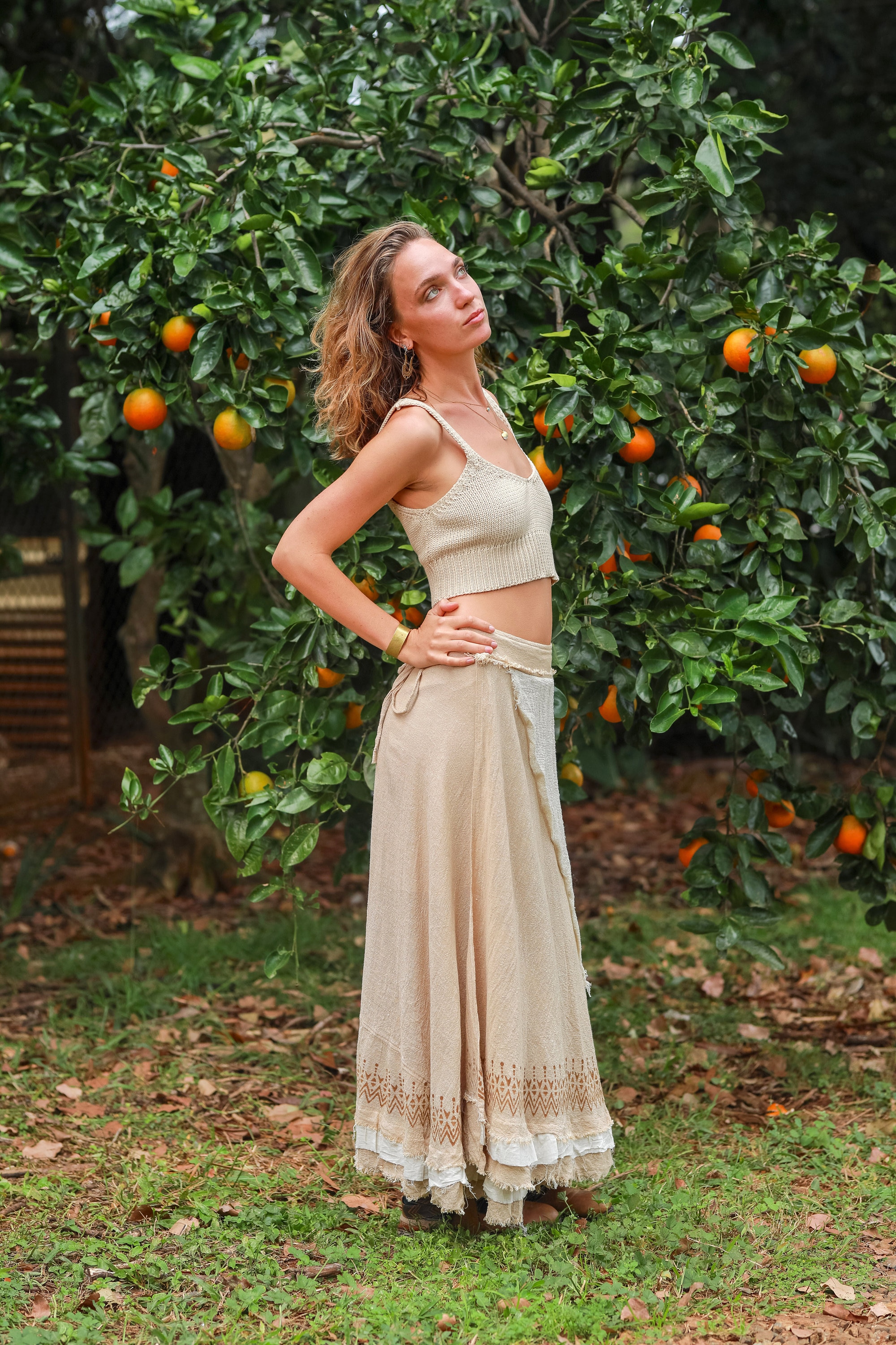 Hippie Rag Skirt, Pixie Skirt, Ethnic Skirt, Beige Maxi Skirt, Fairy ...