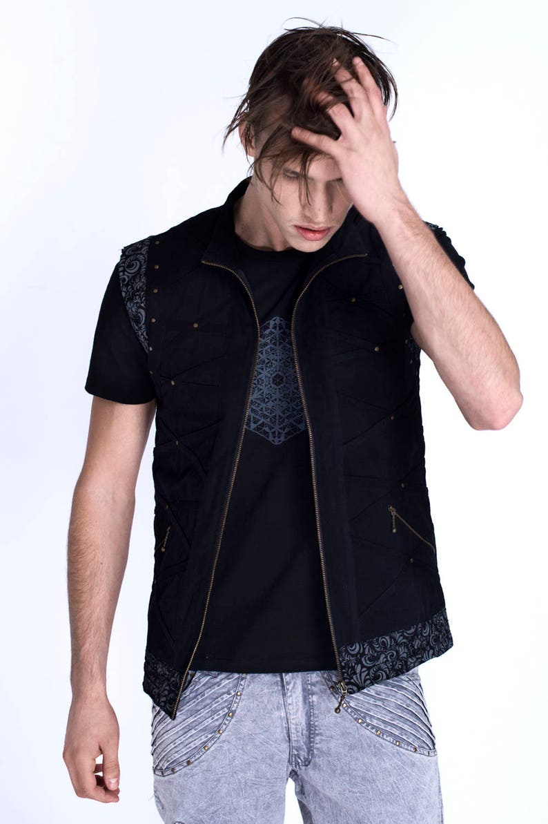 Mens Vest Steampunk Vest Psy Trance Goa Clothing Cyberpunk - Etsy