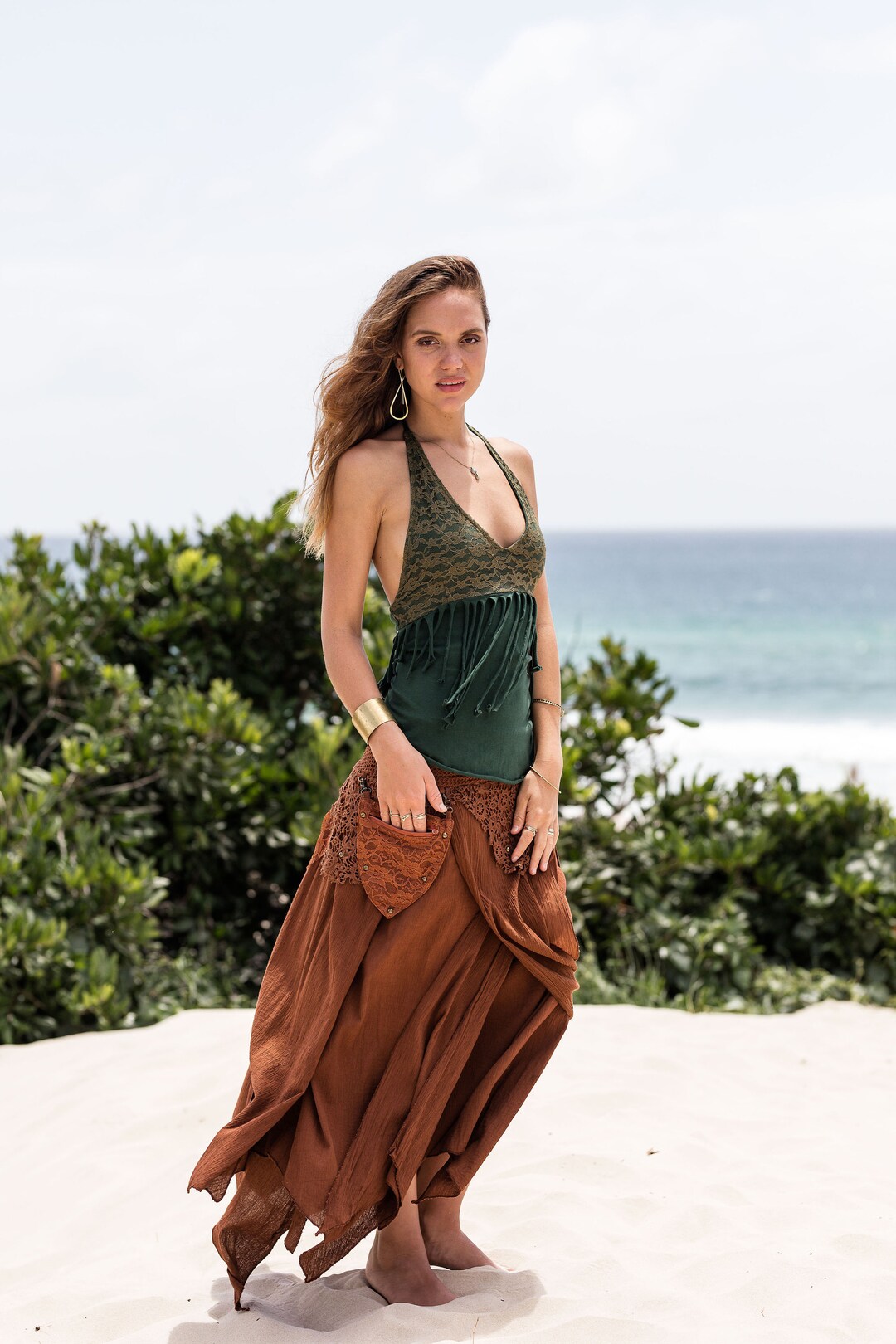 Brown Pixie Skirt, Loose Maxi Skirt, Festival Clothing, Tribal Skirt ...