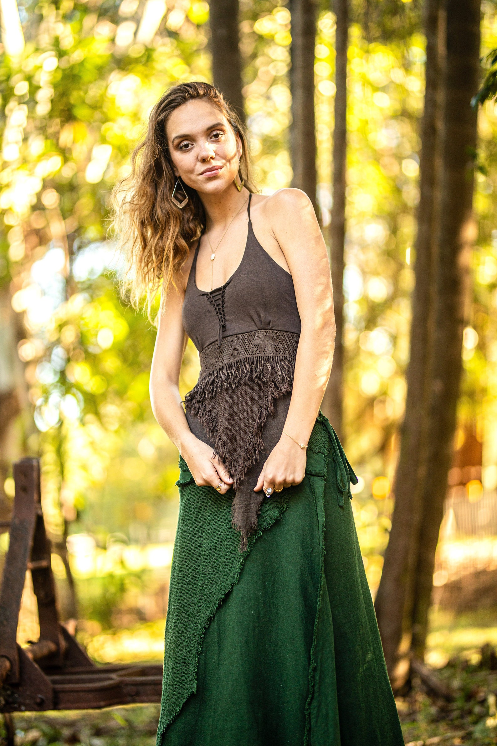 Brown Fringe Top Pixie Clothing Summer Halter Top Open Back - Etsy