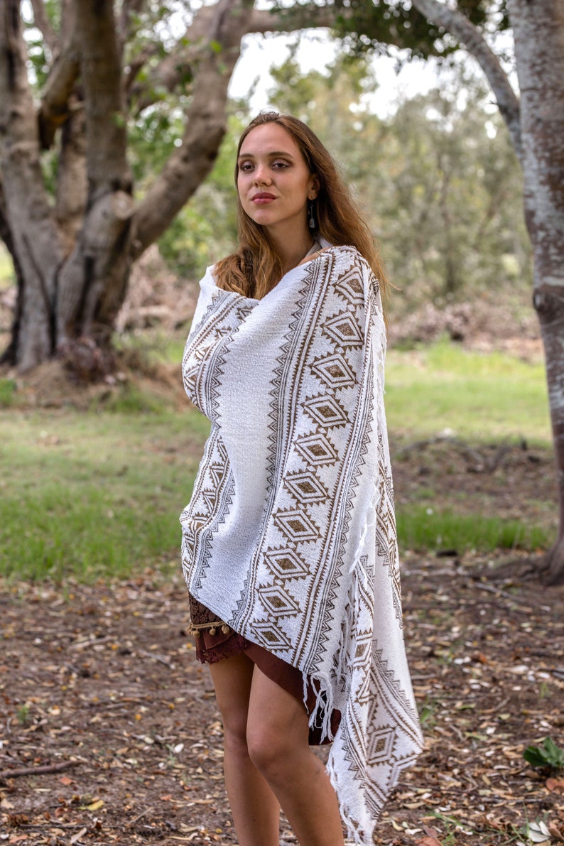 Tribal Cover Up, Earthy Clothing, Boho Scarf, Tribal Clothing, Block ...