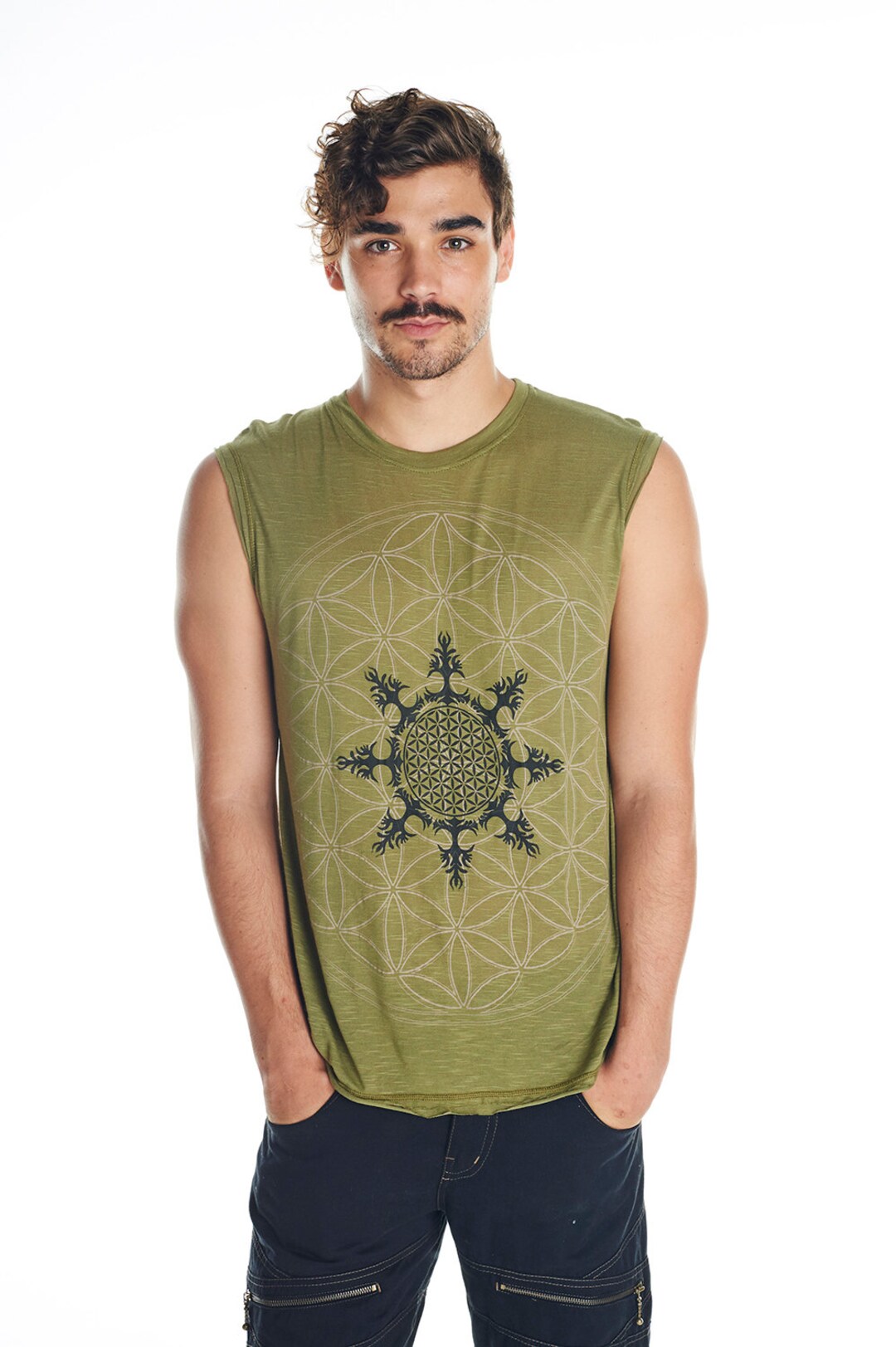 Men Festival Clothing, Goa Tank Top, Sacred Geometry Clothing, Men Tank ...