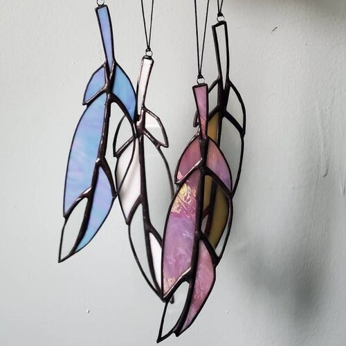 Medium Handmade Stained Glass Feather | Etsy