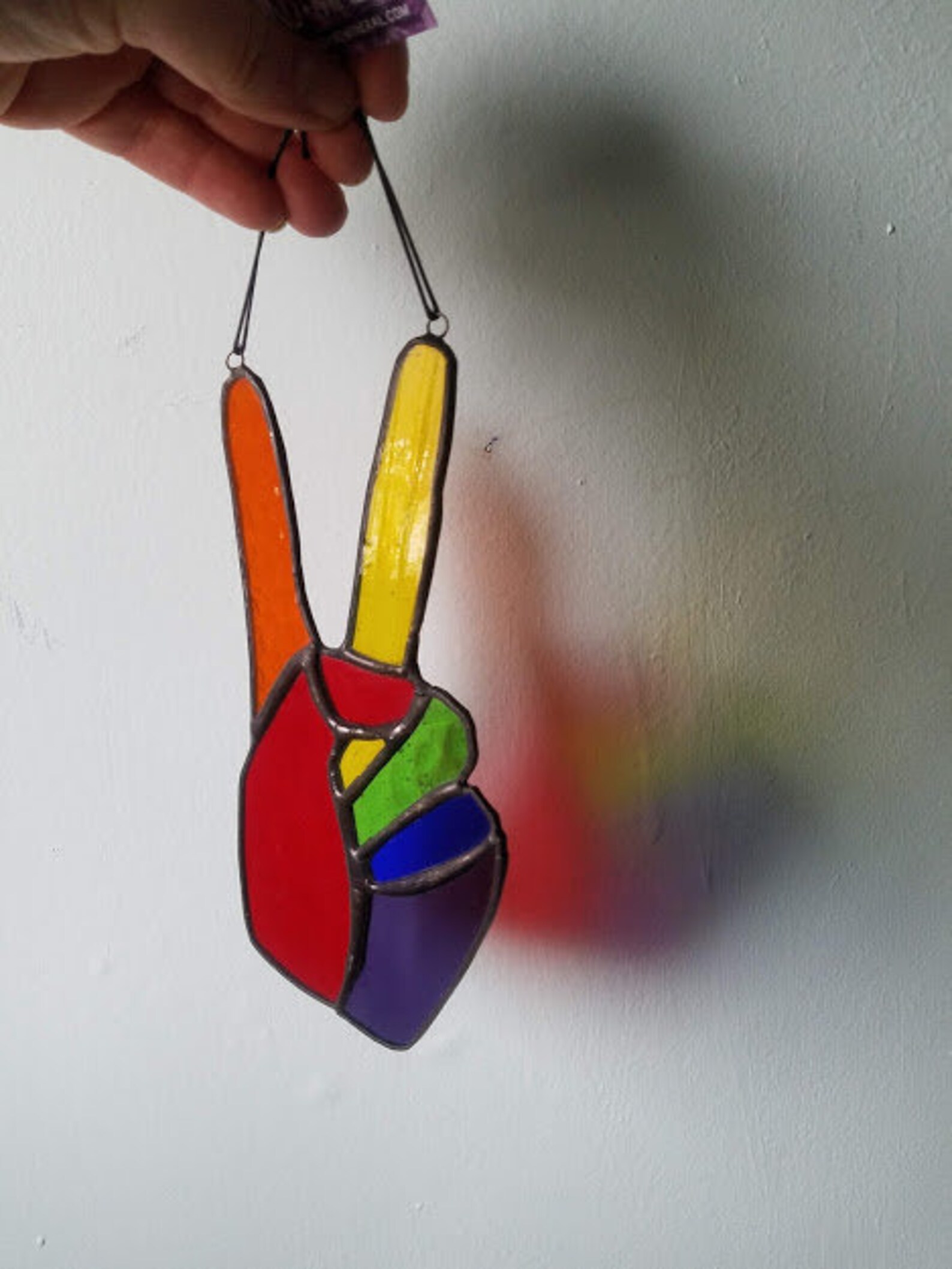 Rainbow Peace Stained Glass Sun Catcher - Benefiting the Okra Project ...