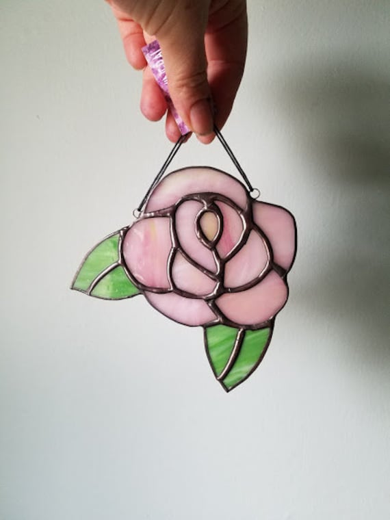 Rose suncatcher Suncatchers Glass Art Art & Collectibles etna.com.pe
