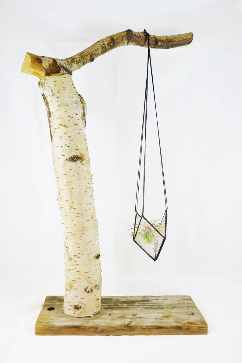 Iridescent Glass Air Plant Dangler Handmade Stained Glass - Etsy