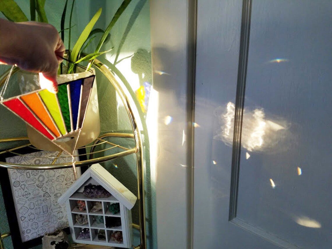 Geometric Rainbow Maker Sun Catcher with Prisms Handmade | Etsy