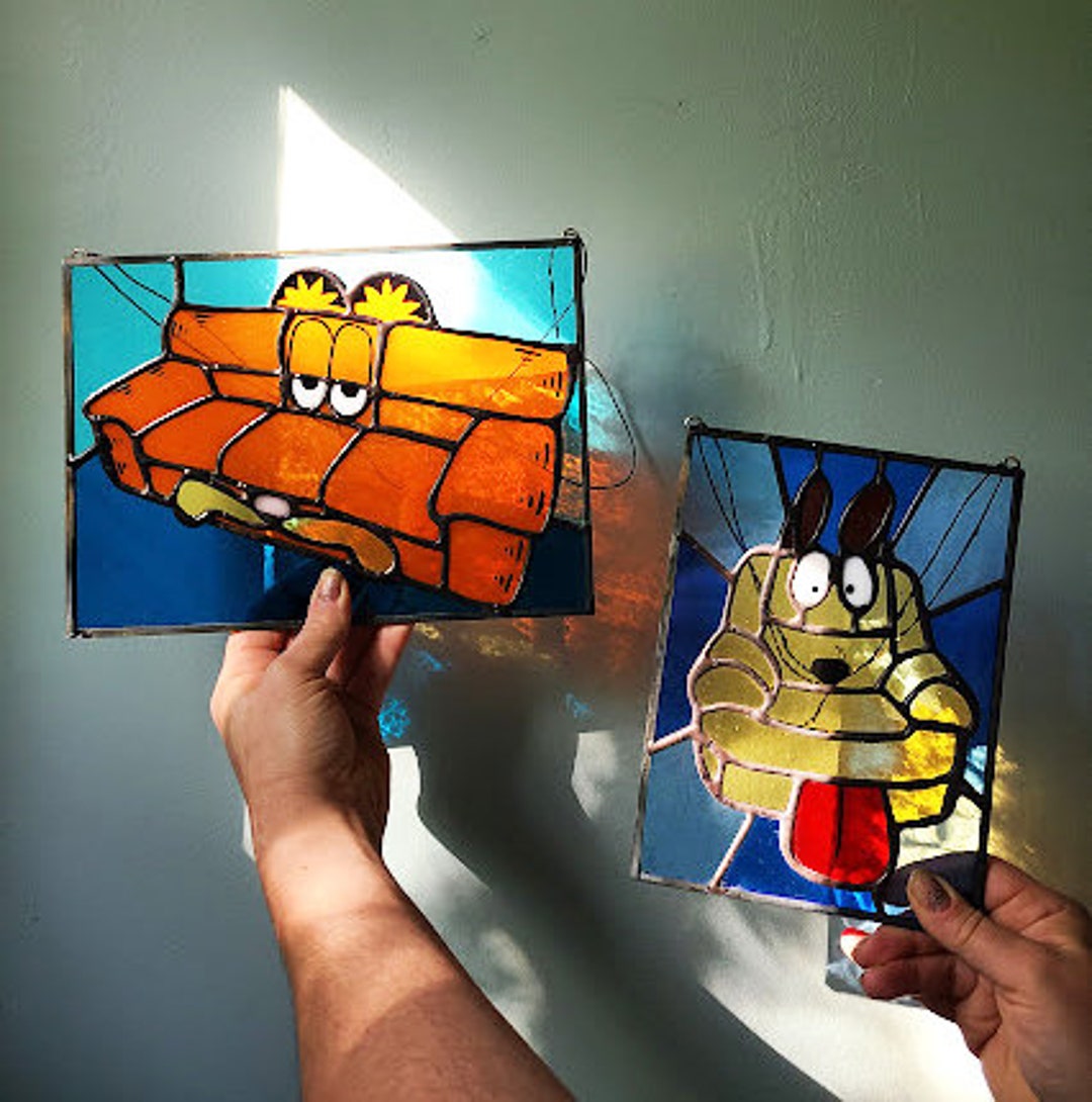 Garfield Couch and Odie Chair ITYSL Stained Glass Sun Catcher Panels ...