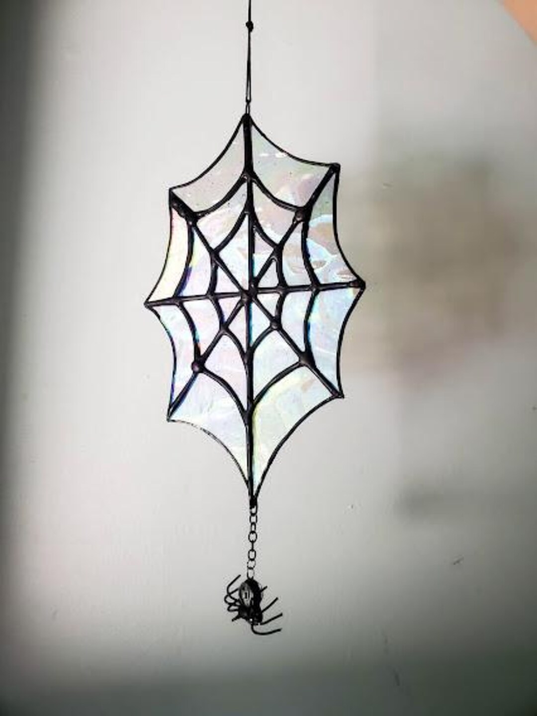 Iridescent Spider Web Sun Catcher With Prism Spider - Rainbow Maker ...