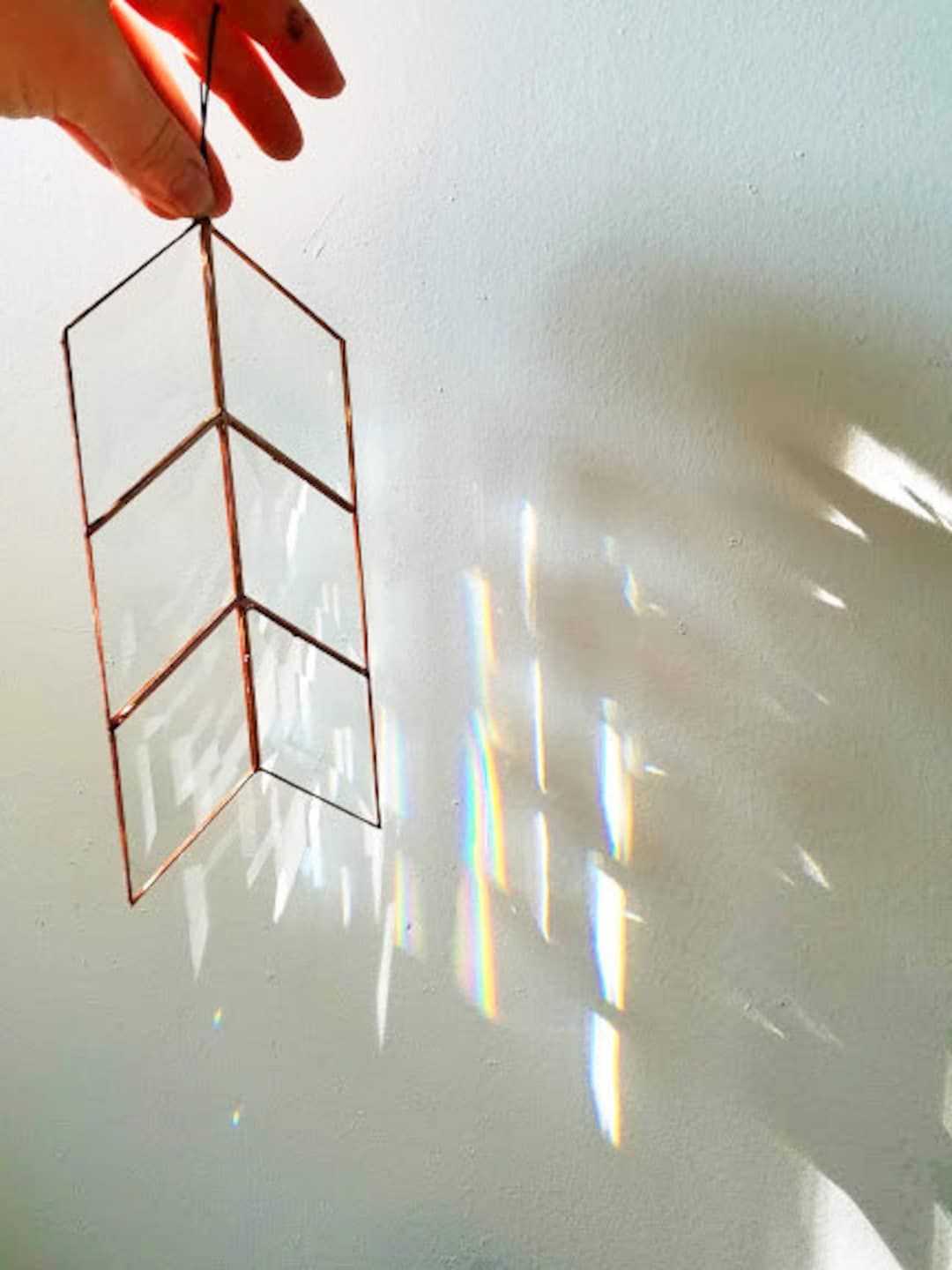 Rainbow Maker! Beveled Arrow Sun Catcher - Handmade Stained Glass Prism ...