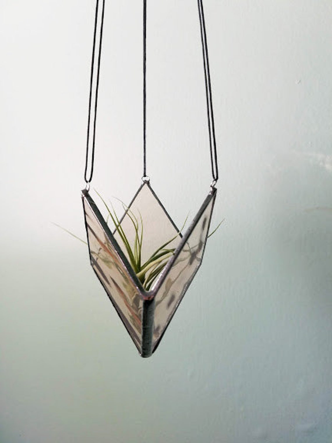 Iridescent Glass Air Plant Dangler Handmade Stained Glass - Etsy