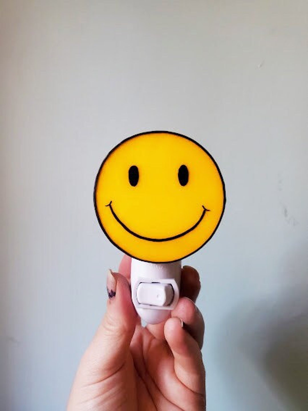 Stained Glass Smiley Face Night Light - Hand-painted Happy Face Home ...