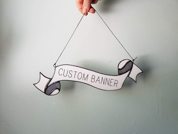 Personalized Banner Sun Catcher Custom Hand-painted Stained - Etsy