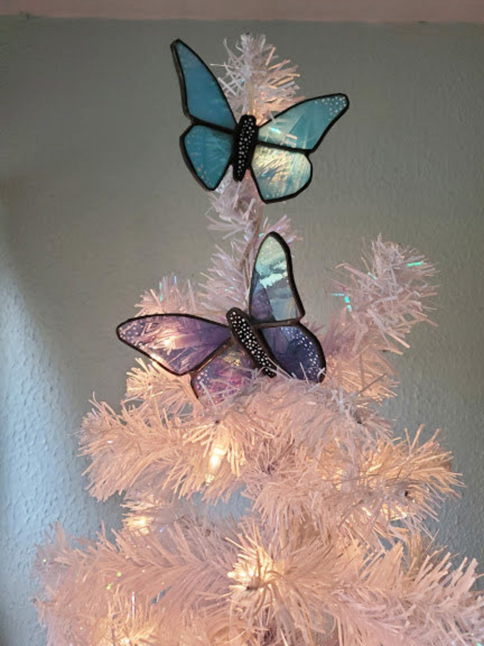 3D Clip-on Butterfly Tree Toppers- Iridescent Stained Glass Christmas ...