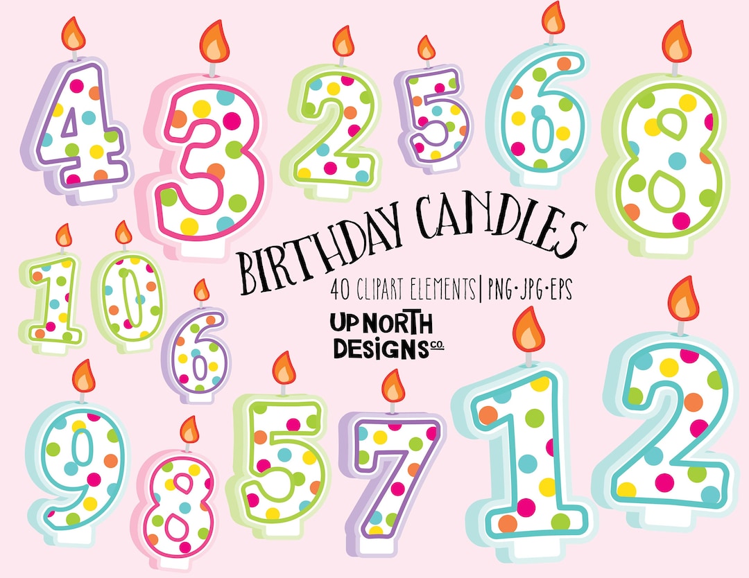 Birthday Number Candle Clipart Festive Confetti Candle Numbers ...