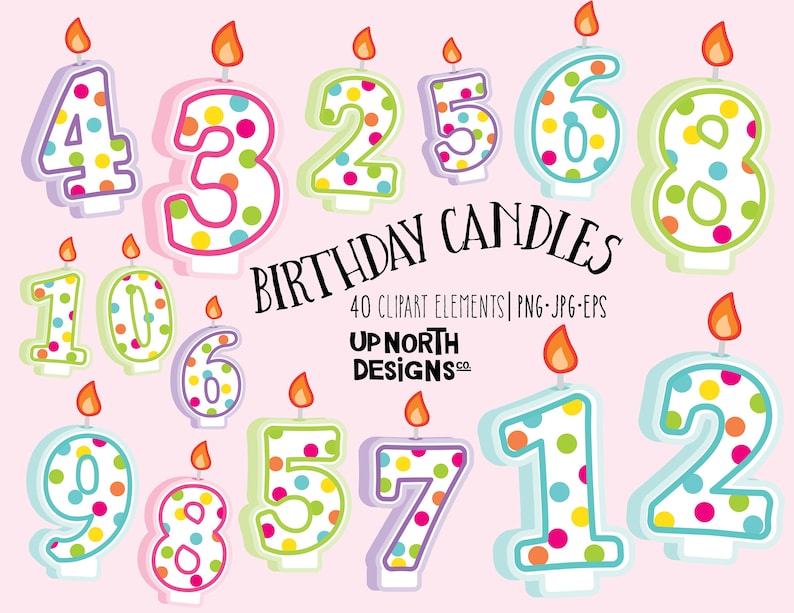 Birthday Number Candle Clipart Festive Confetti Candle Numbers ...