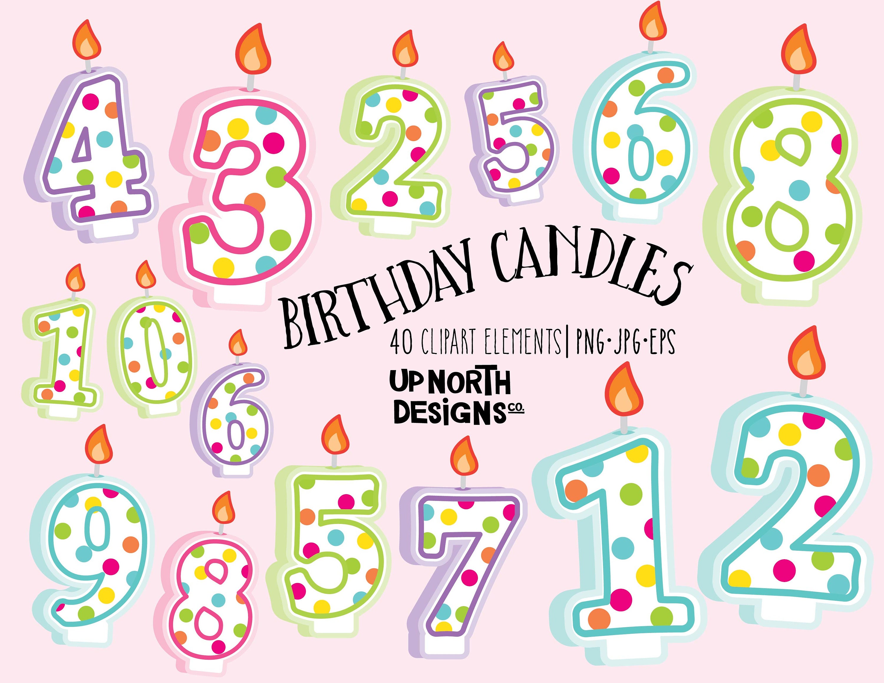 Birthday Number Candle Clipart Festive Confetti Candle Numbers ...