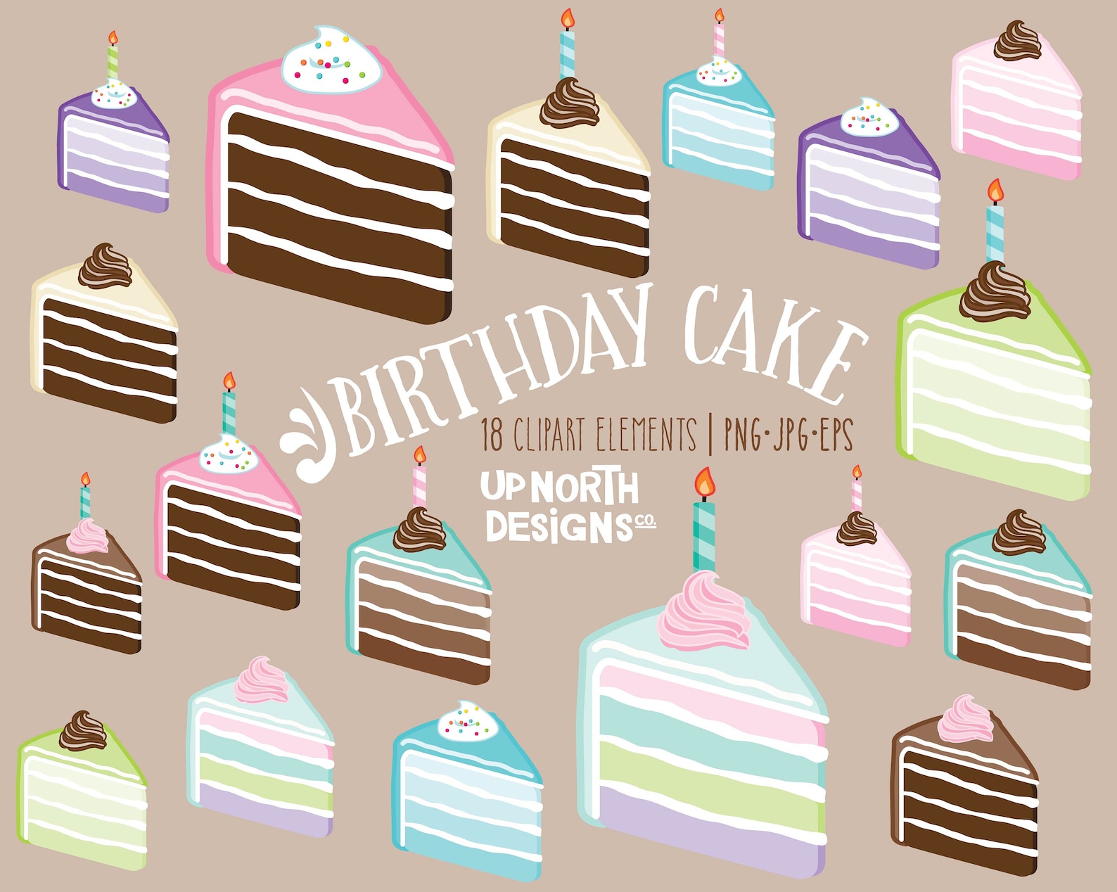 Birthday Cake Clipart With Candles and Without Candles in Beautiful ...