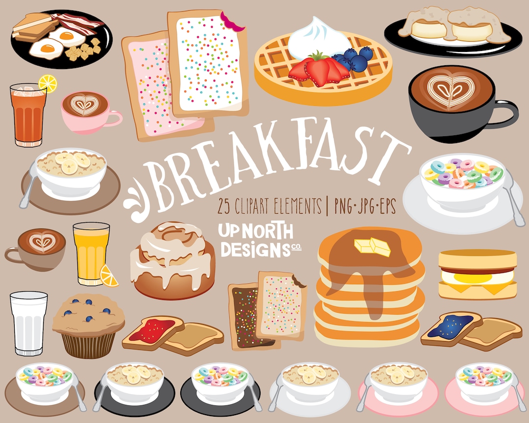Breakfast Clipart Biscuits and Gravy Bacon and Eggs Waffles Pancakes ...