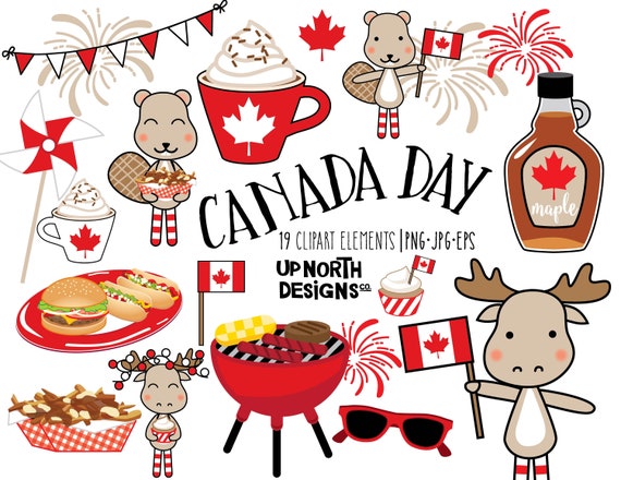Canada Day Clipart Moose With Canadian Flag Having a Canada | Etsy