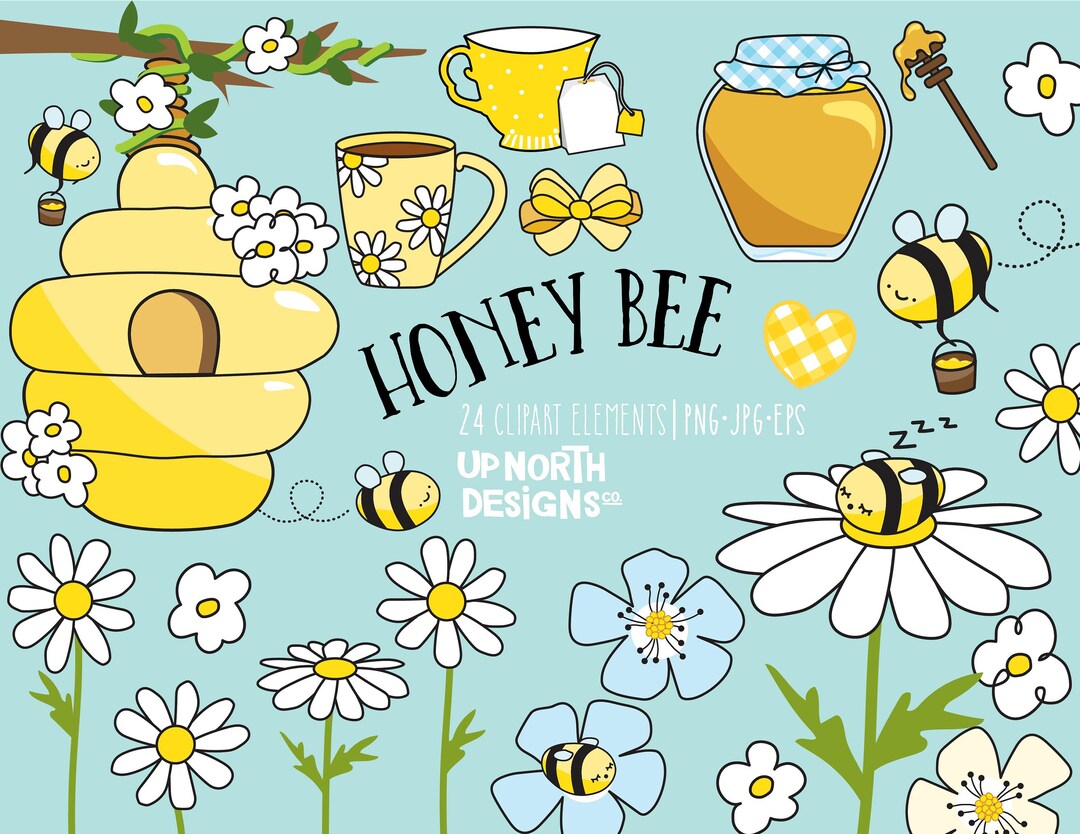 Honey Bee Clipart Includes Some Flying Bees, Cute Little Sleeping Bees ...