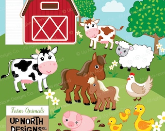 Cute Farm Animals Digital Clip Art Personal and Commercial Use Barnyard ...