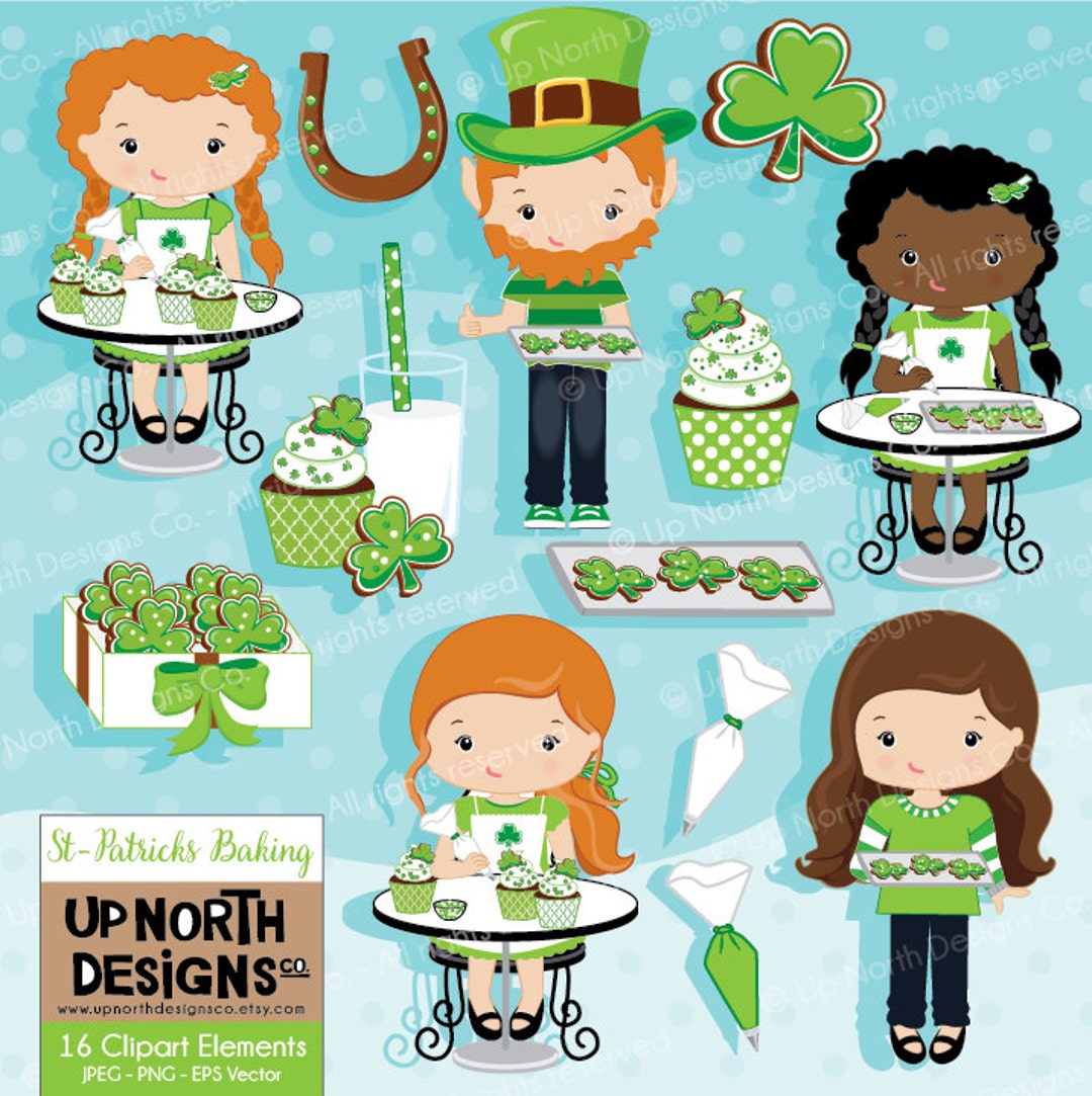 St-patricks Day Clipart Green Cupcakes Clover Cookies St-patricks Day ...