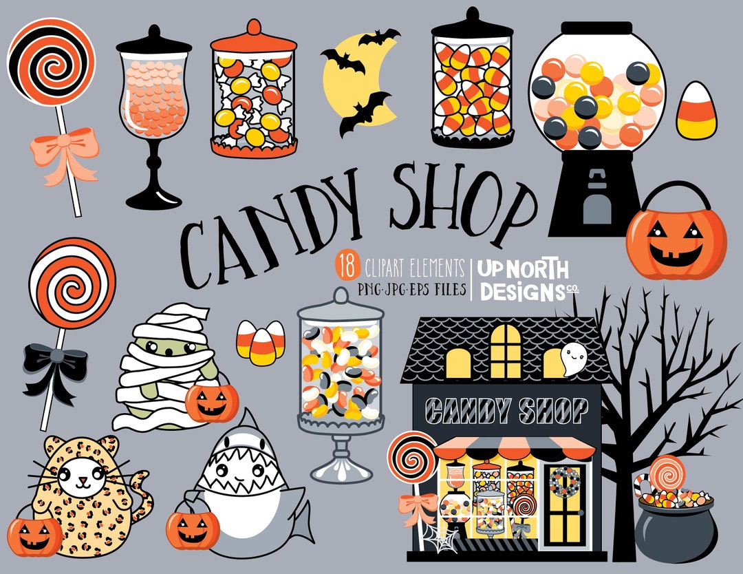 Halloween Clipart Candy Shop and Tricker Treaters Halloween Gum Ball ...