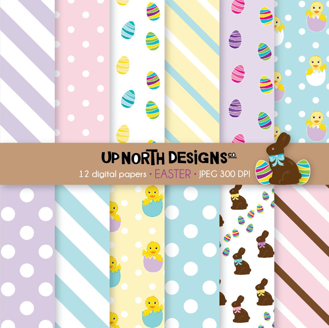 Easter Digital Paper Easter Bunny Chocolate Easter Bunny Easter Eggs ...