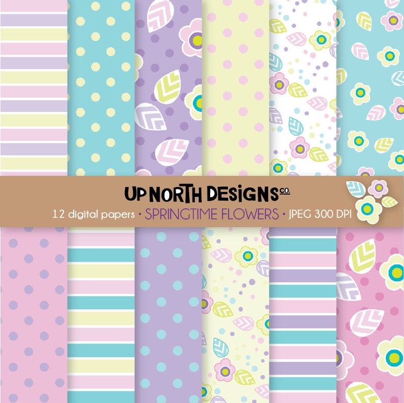 Springtime Flower Digital Paper Floral Scrapbooking Paper Spring ...