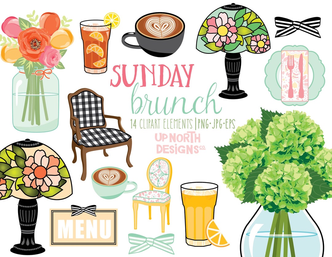 Sunday Brunch Decor Clipart Glass Stained Lamps and Designer Chairs ...