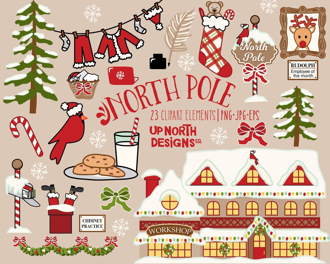 Christmas North Pole Clipart Santa's Workshop Santa Cookies Christmas ...
