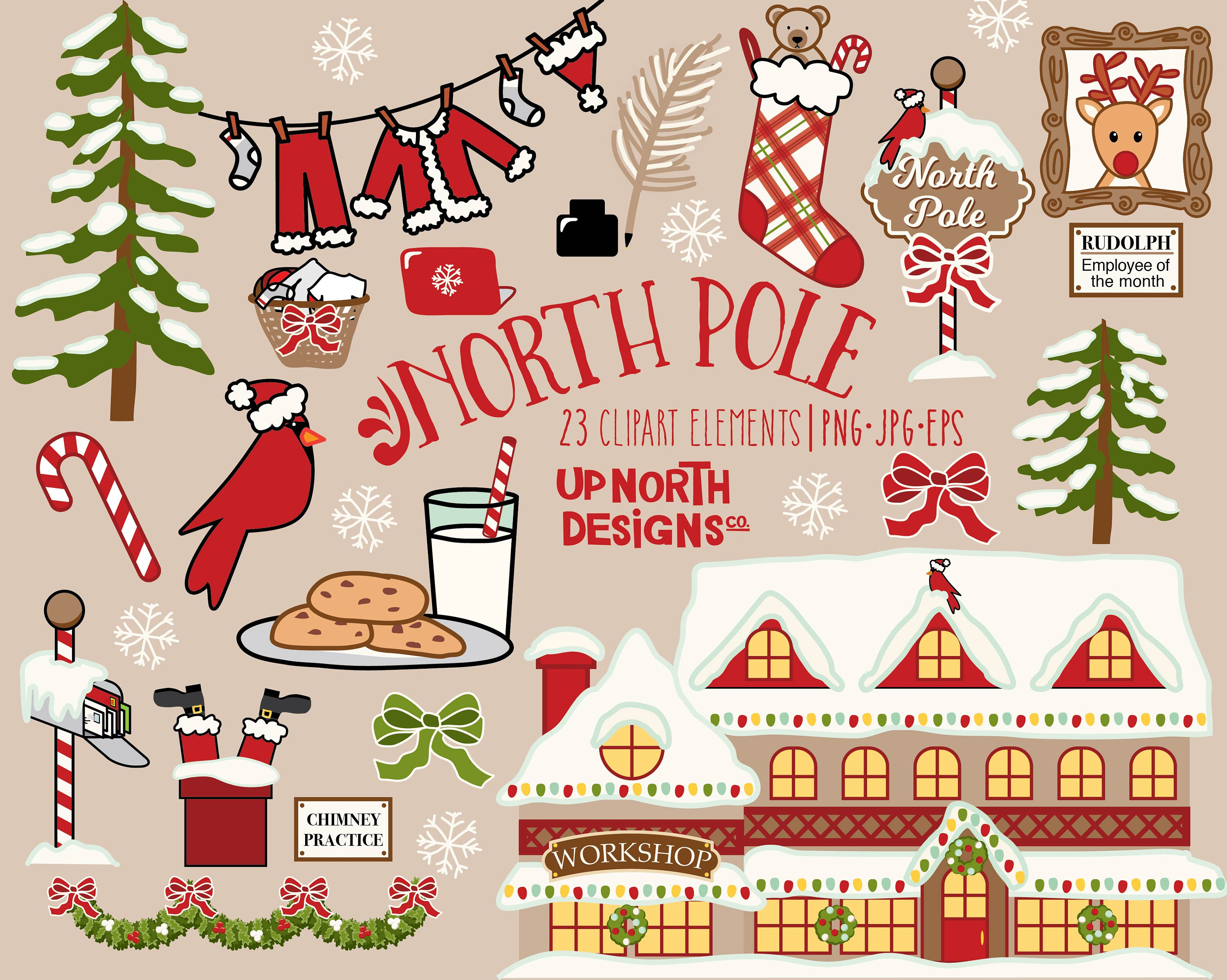Christmas North Pole Clipart Santa's Workshop Santa Cookies Christmas ...