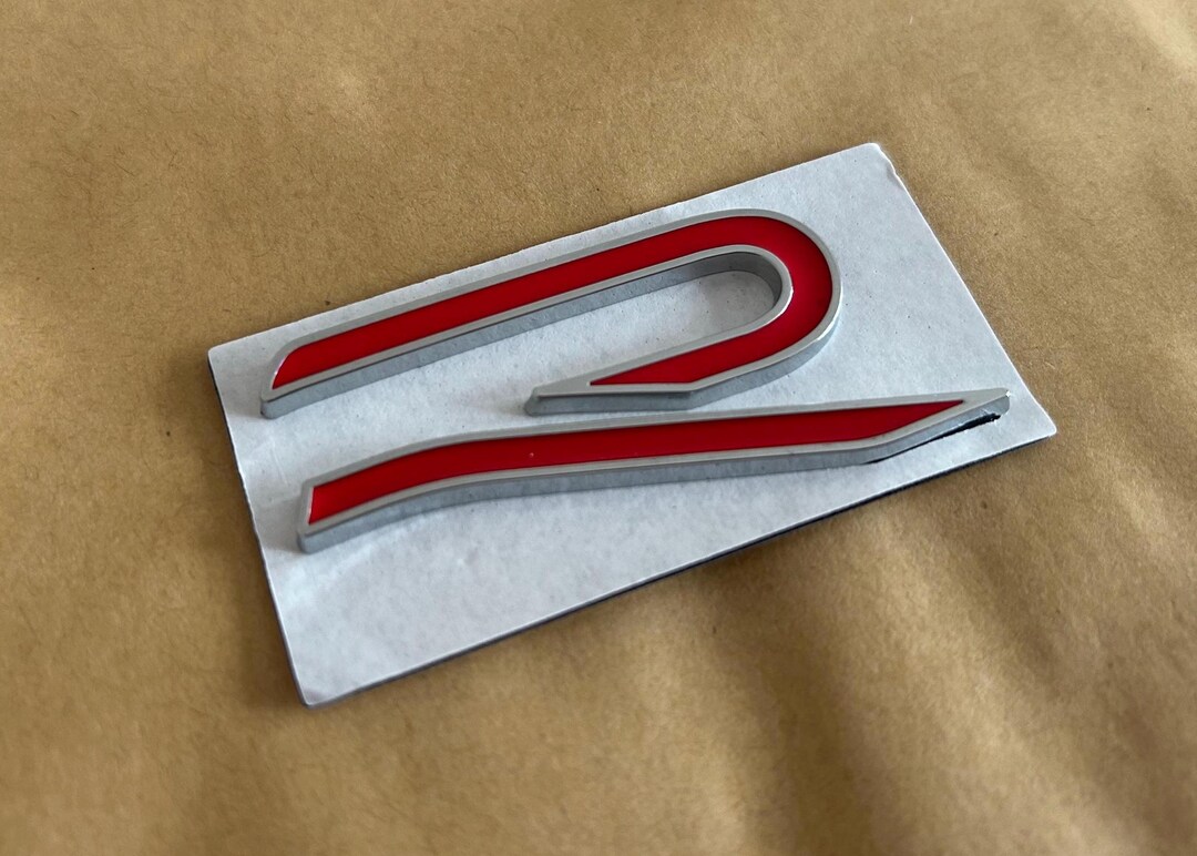 VW Red and Chrome R Line Rear Badge Emblem Large Boot New UK Stock ...