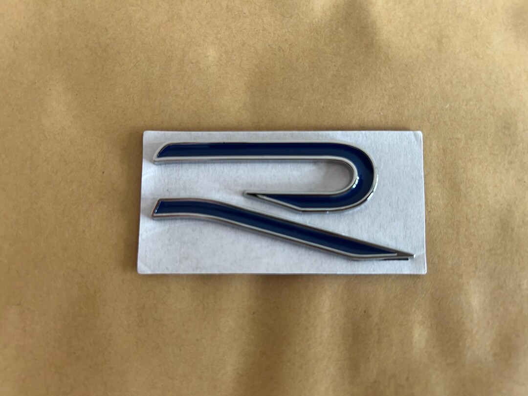 VW Blue and Chrome R Line Rear Badge Emblem Large Boot New UK Stock ...