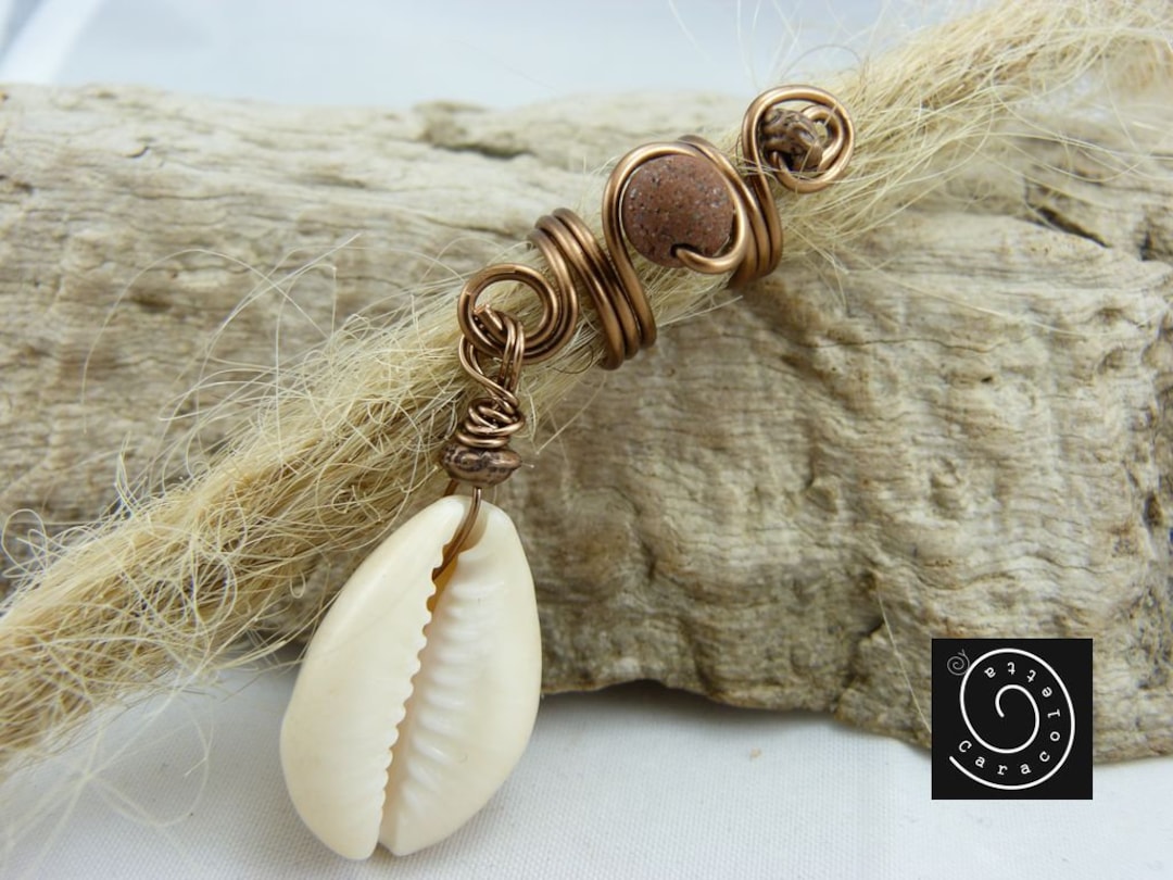 Dreadlock Jewelry Cowrie Shell, Bronze, Lava Bead, Dreadbead Shell - Etsy