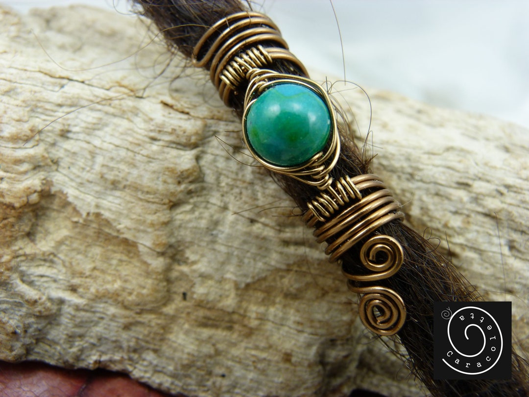 Antique Bronze Dreadlocks With a Large Chrysocolla Pearl - Etsy
