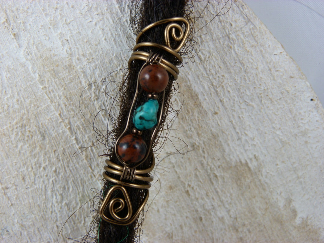 Bijoux dreadlocks Obsidienne avec perle dread turquoise bijoux Rasta ...
