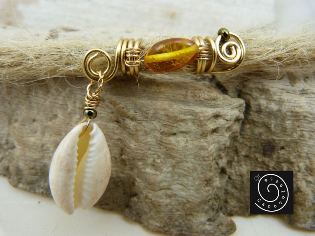Dreadlock Bead Shell and Amber,dread Charm Kauri,dread Jewelry With ...