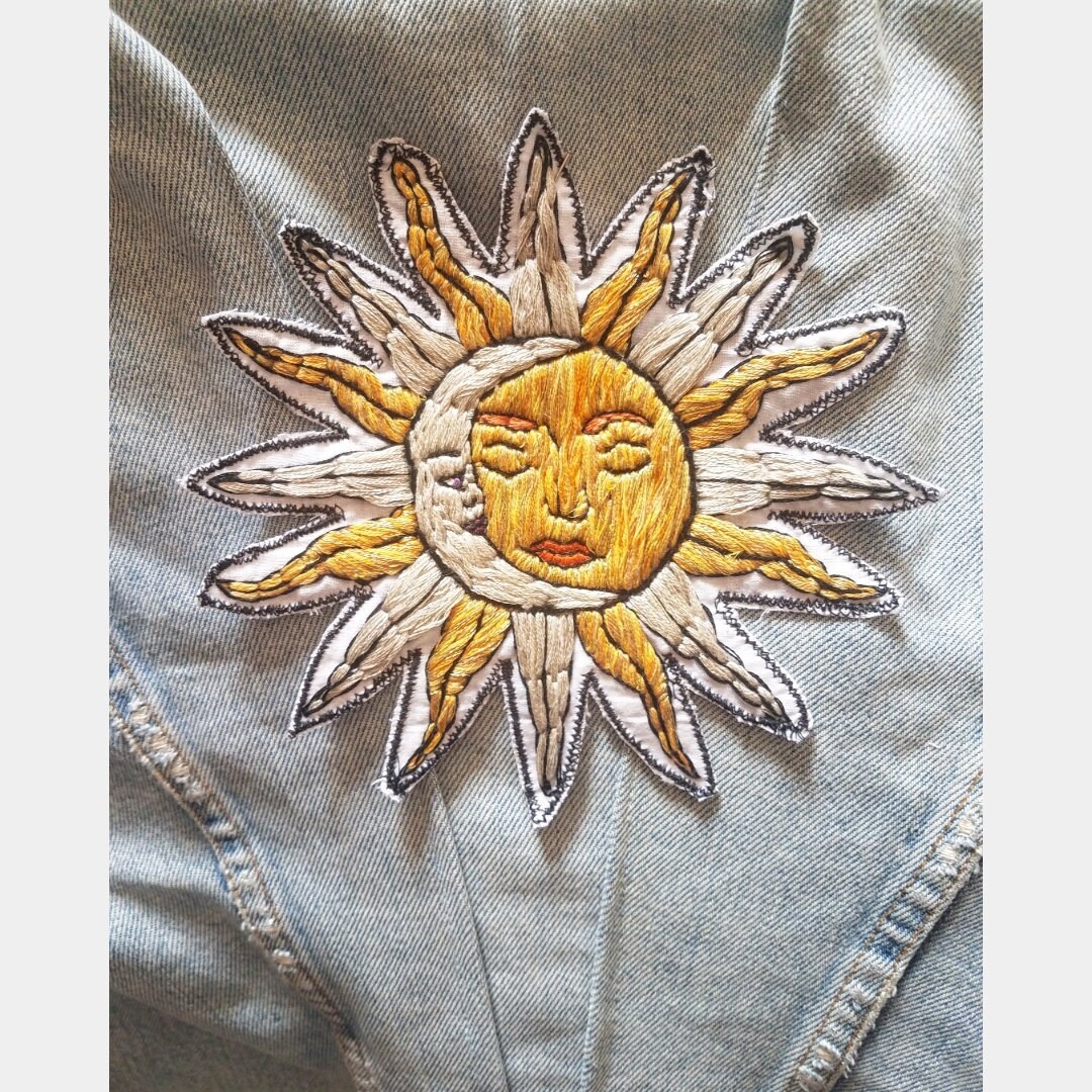 Moon and Sun Hand Embroidered Patch - Etsy