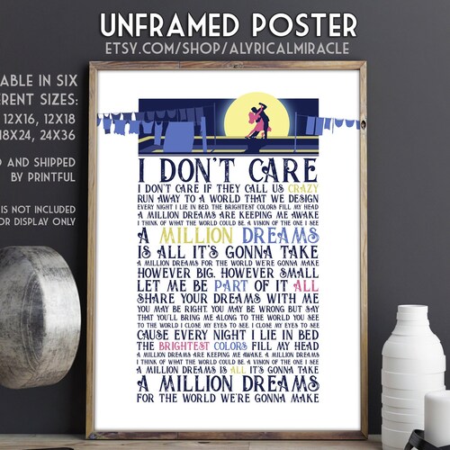 Printable Art the Greatest Showman Quote A MILLION DREAMS - Etsy