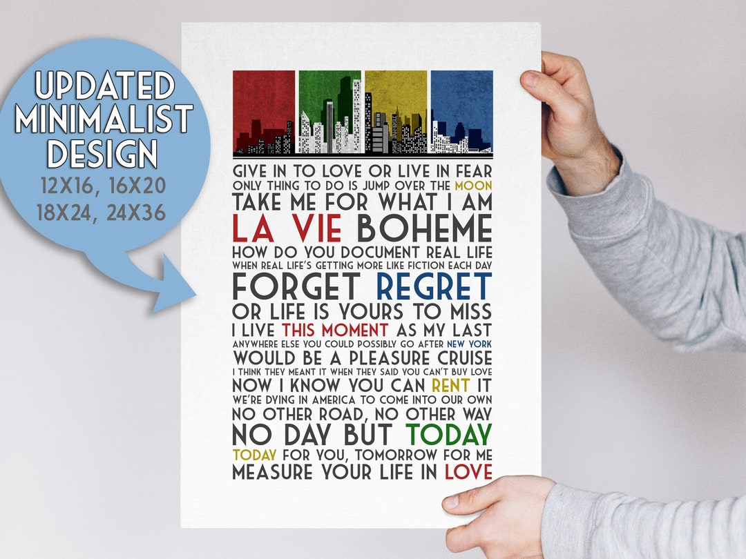 RENT Musical Lyrics Wall Art | Broadway Song Quote Print, Seasons of ...