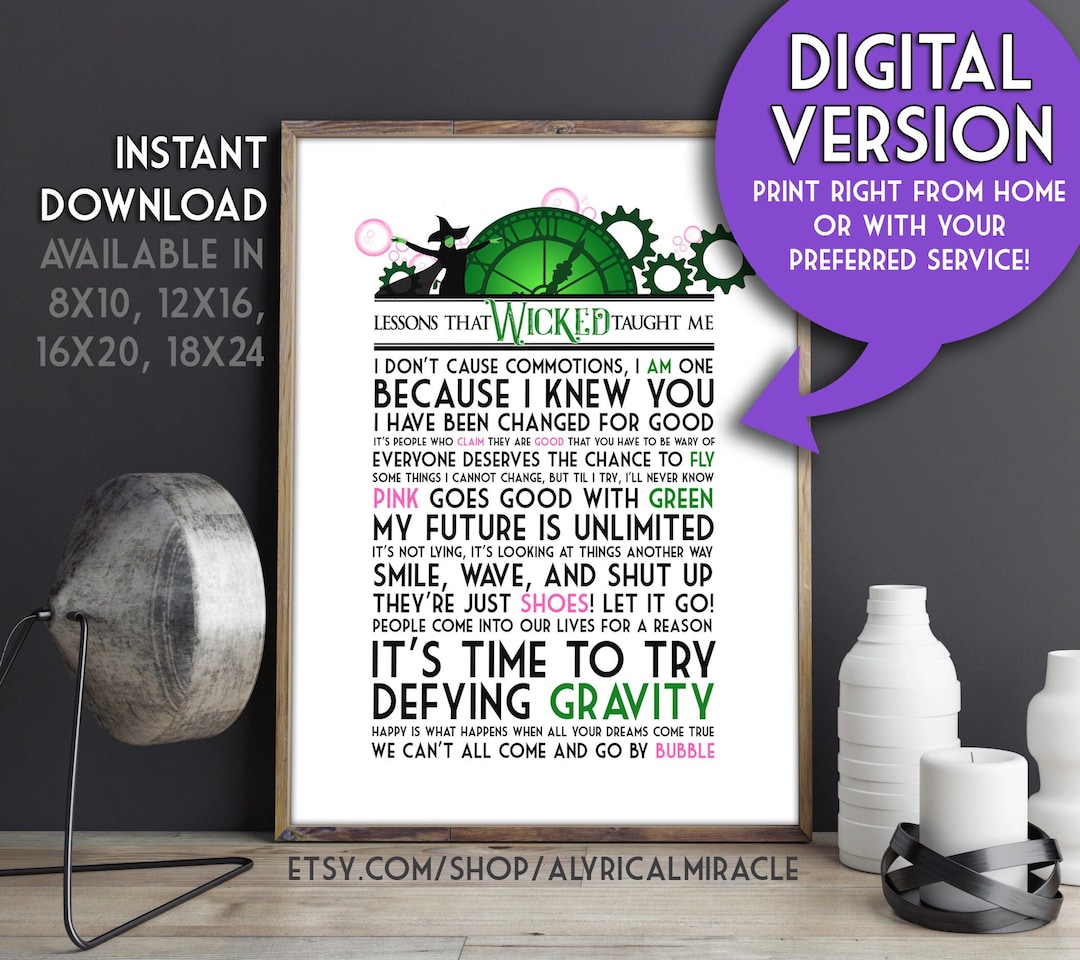 DIGITAL Lessons That Wicked Taught Me (original) -- Wall Art / Musical ...