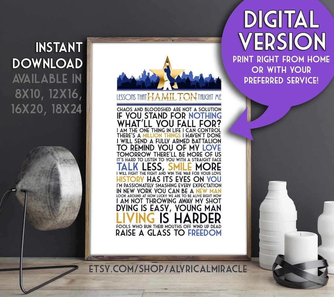 DIGITAL Hamilton Musical Quote Print -- Theater Poster With Quotes Wall ...