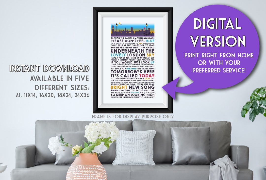 Underneath the Lovely London Sky DIGITAL Typography Print / - Etsy Underneath the Lovely London Sky DIGITAL Typography Print / - Etsy