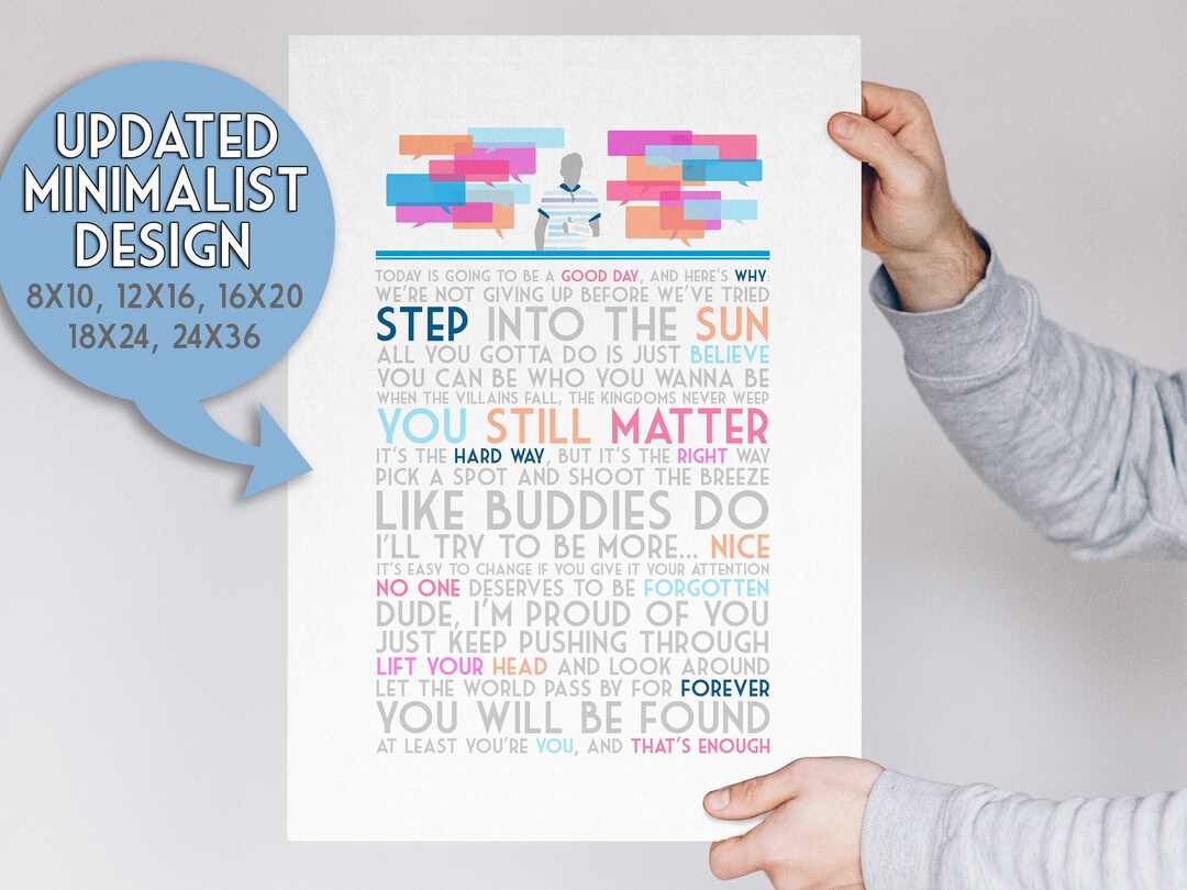 Dear Evan Hansen Musical Theater Print -- Poster With Quotes Wall Art ...