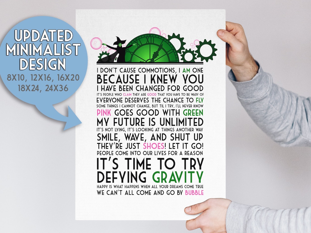 Wicked Musical Quote Print -- Theater Poster With Quotes Wall Art ...